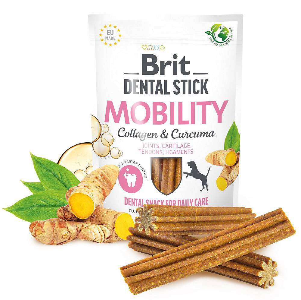 Ласощі для собак Brit Dental Stick Mobility з колагеном і куркумою 🐾 ...