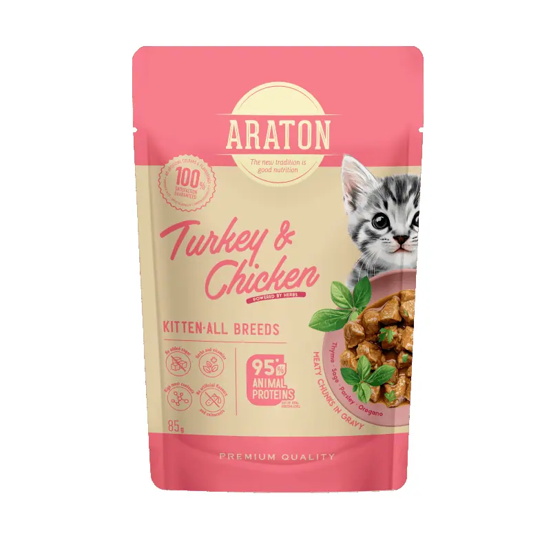 Вологий корм Araton індичка для кошенят, 85 г | AmigoVet